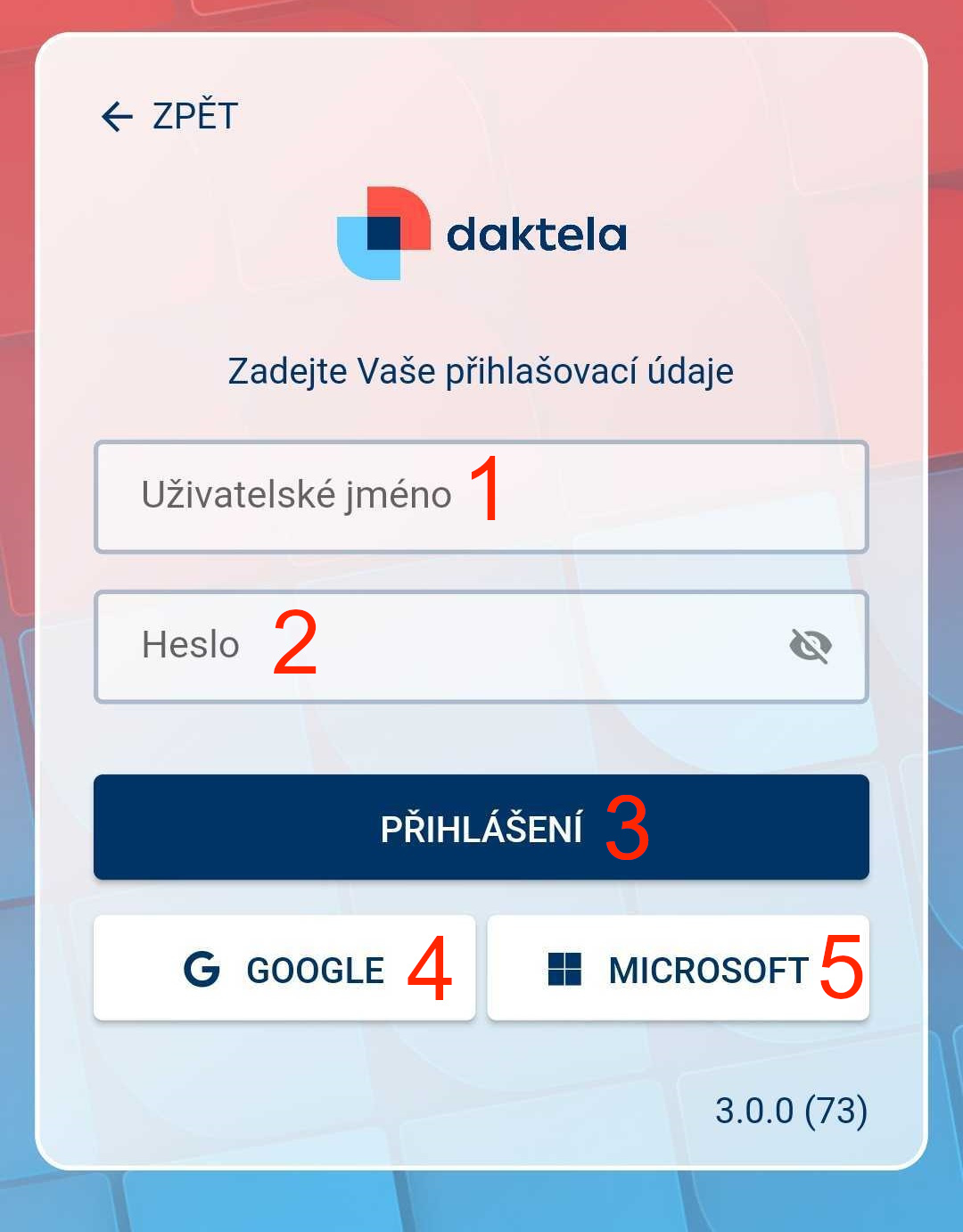 Přihlásit se | Daktela Documentation